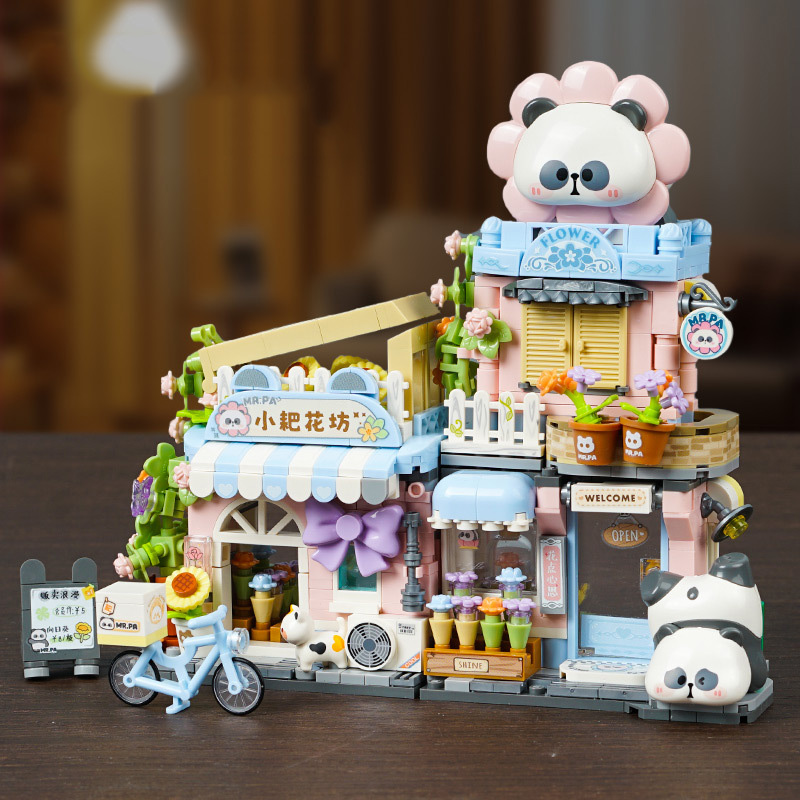 (Free 1m yellow led light) LOZ building block assembly toy Mr Pa panda ...