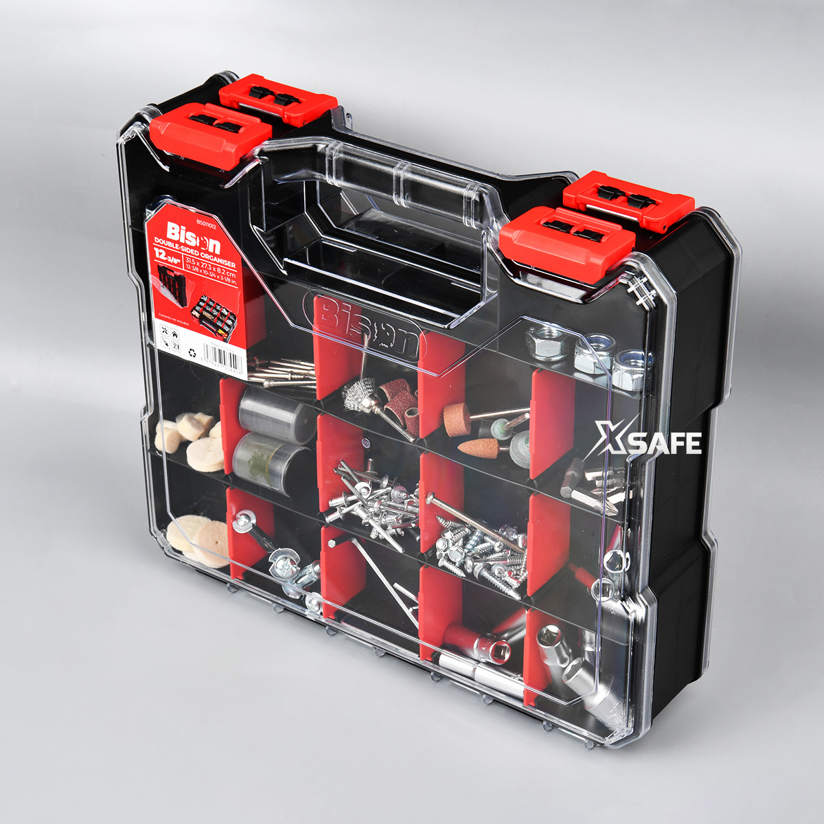 Bison premium double-sided plastic parts storage box with maximum 34 ...