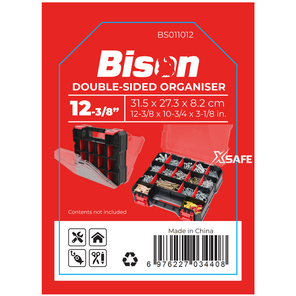 Bison premium double-sided plastic parts storage box with maximum 34 ...