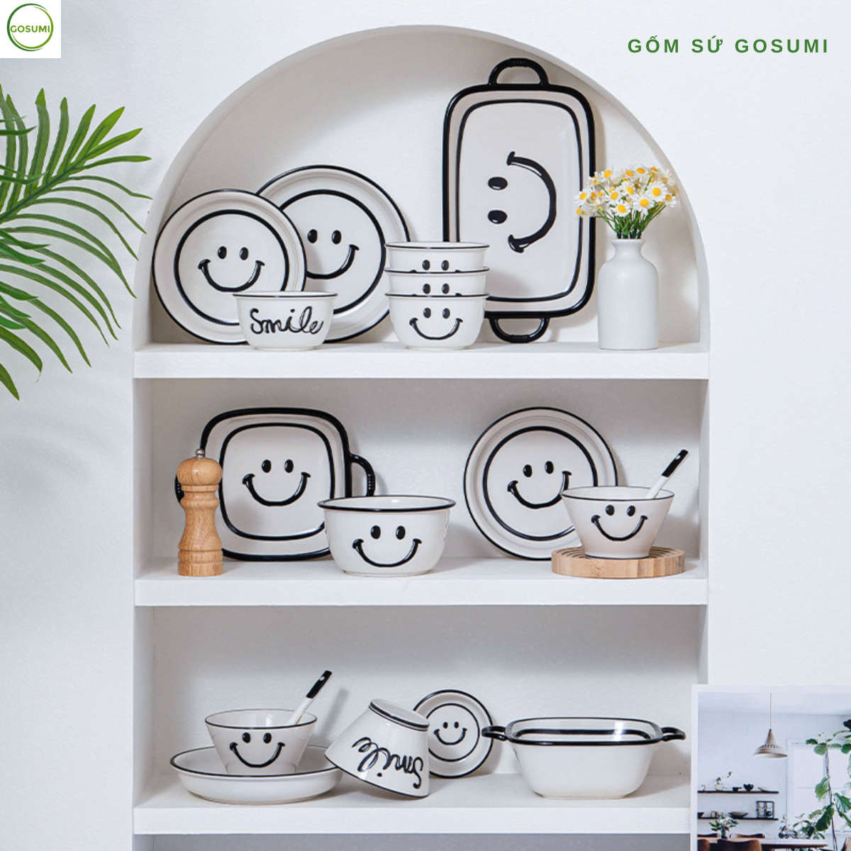 Retail GOSUMI Dinnerware Set with Lovely Smiley Face Pattern Shiny ...