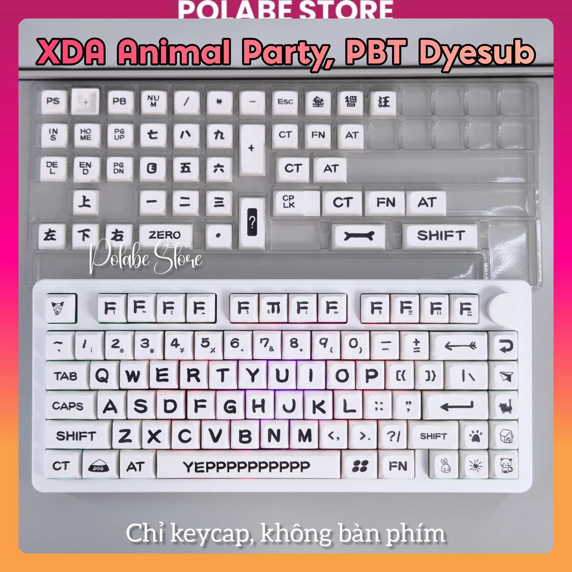 Keycap XDA Animal Party V2 Profile Mechanical Keyboard Polabe Store ...