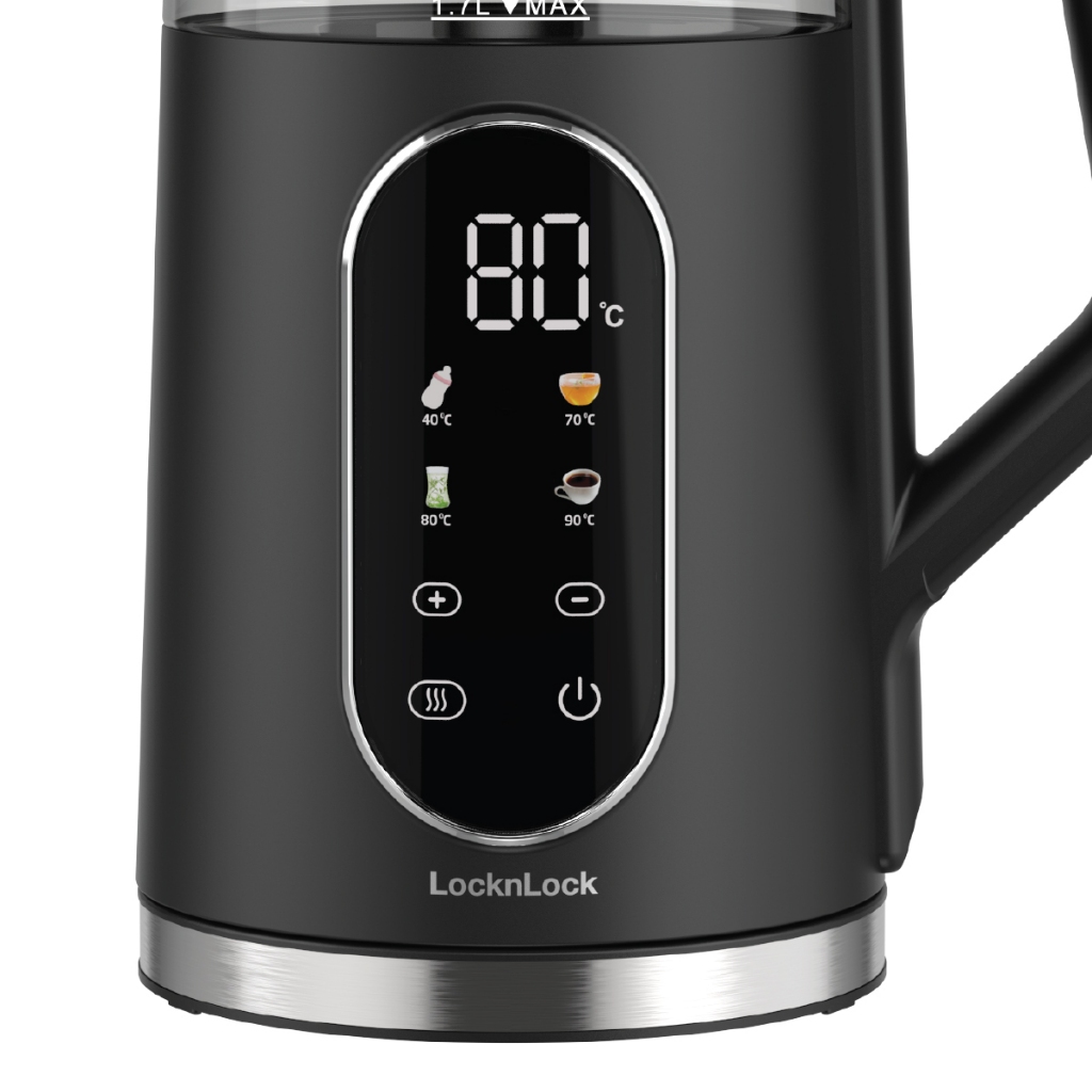 LocknLock 1.7L Electric Kettle with Tea Filter, 5 Heat Levels, 2h Heat ...