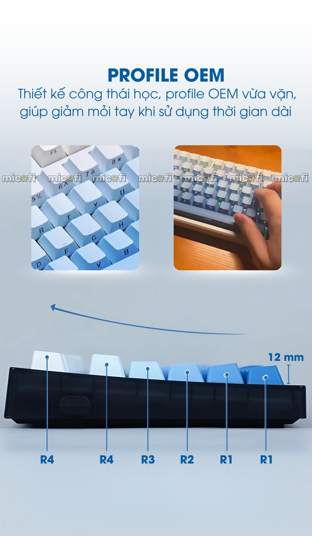 Micofi LED Through Keycap, Doubleshot Mechanical Keyboard Button 75% ...