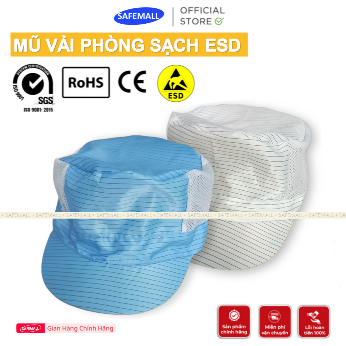 Anti-static Cleanroom Fabric Hat for Men and Women, Breathable ESD ...