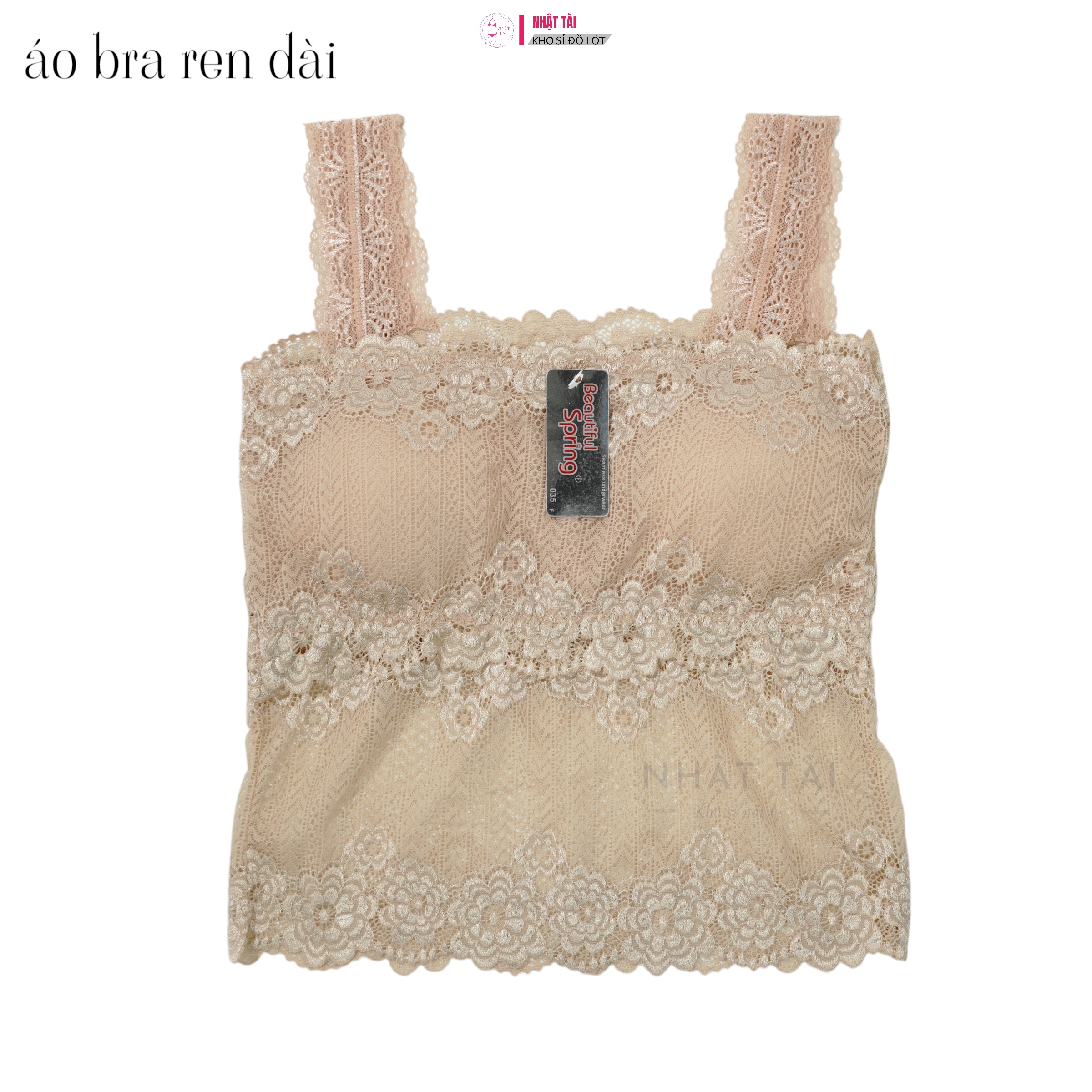 Soft lace 2-strap bra with long waist-length straps to prevent shoulder ...
