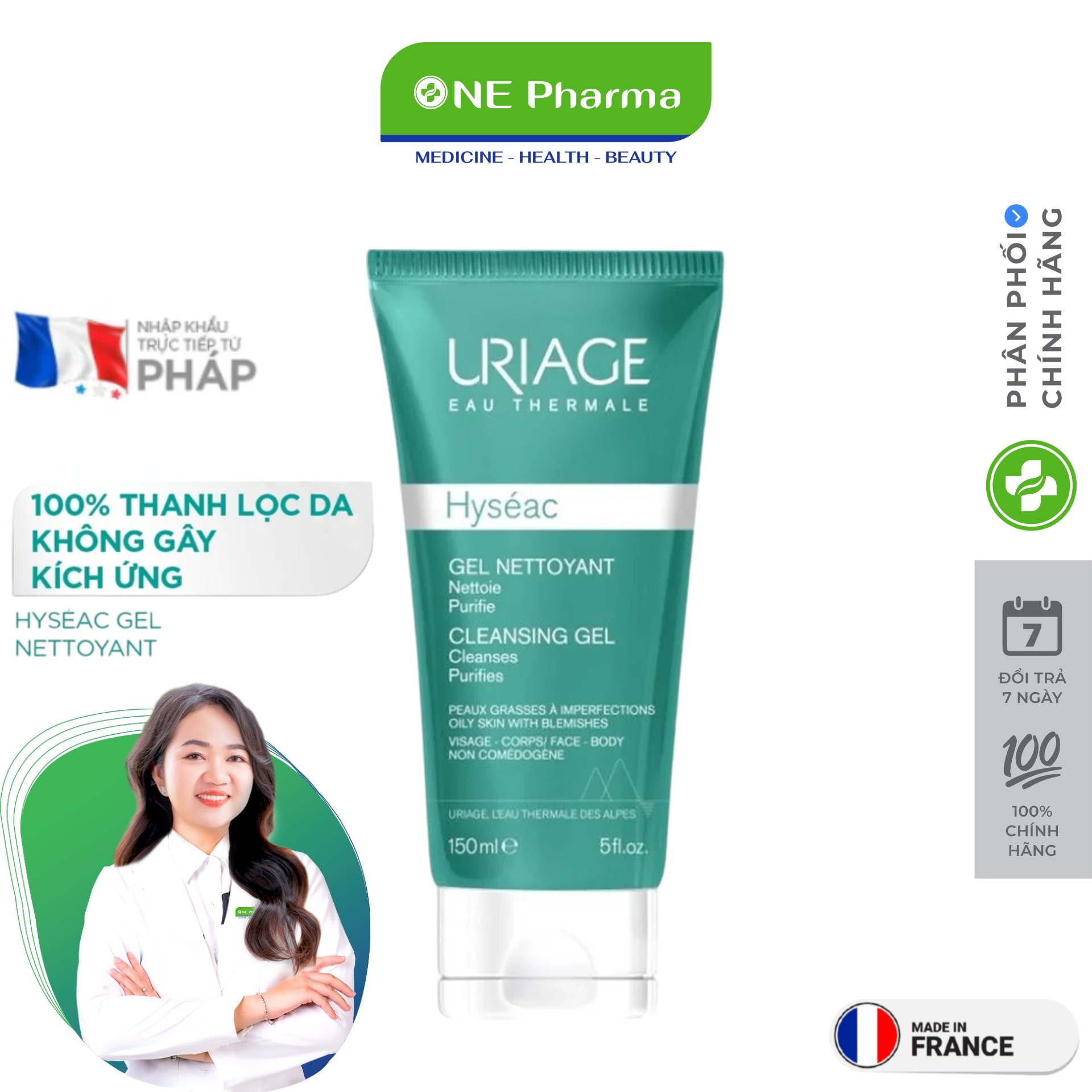 URIAGE Hyséac Gel Nettoyant Facial Cleansing Gel for Oily, Acne-Prone ...