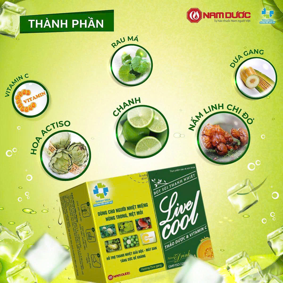 Livecool powder / effervescent tablets / Live cool (Nam Duoc) - Clears ...