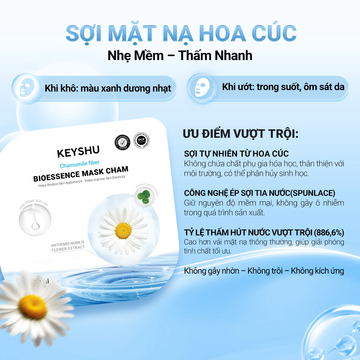 1 Box of KEYSHU Bioessence Mask Cham Moisturizes, Soothes Skin ...