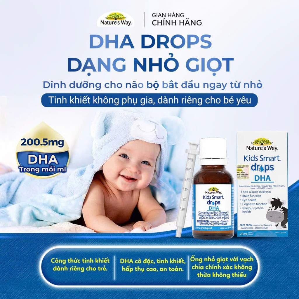 Nature's Way Kids Smart Drops DHA Supplement Syrup (20ML) Supports Baby ...