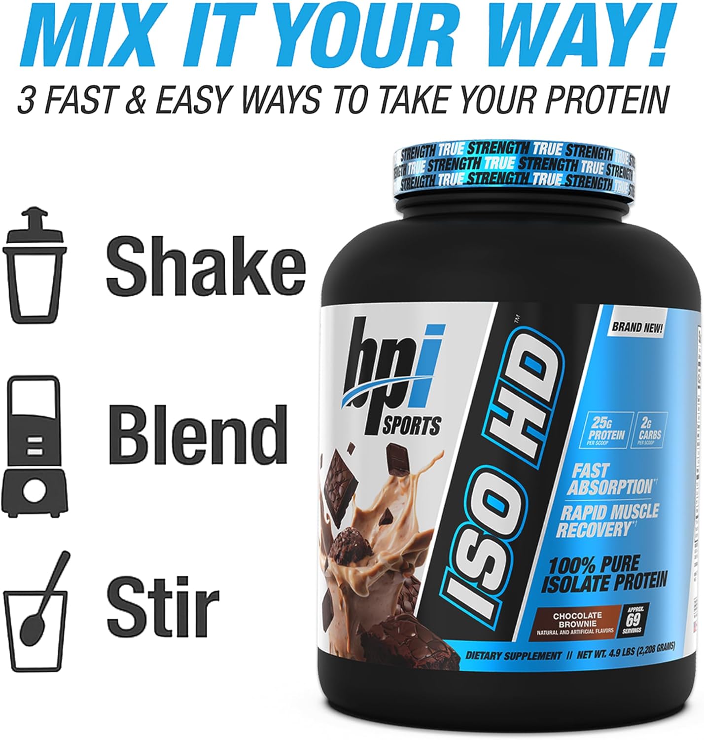 BPI Sports ISO HD Milk Powder 100% Pure Whey Isolate, Protein ...