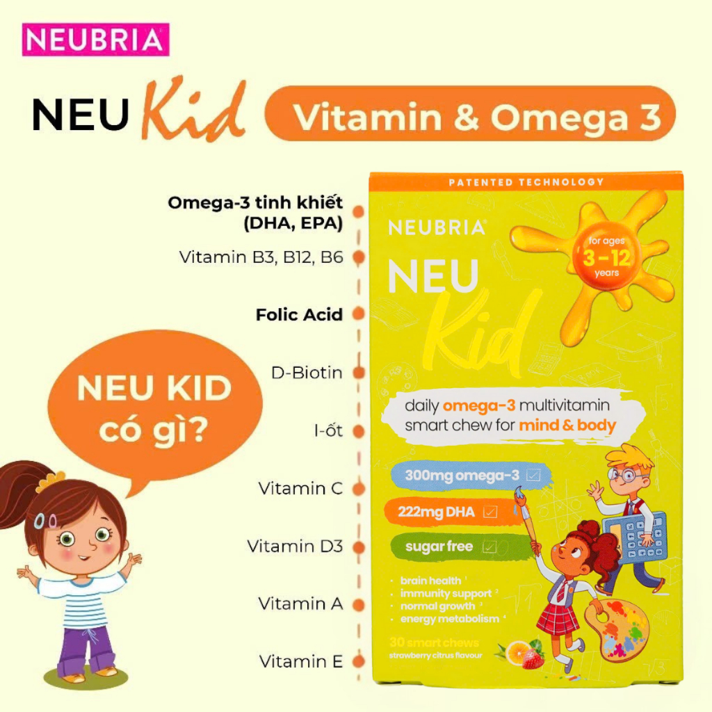 Neubria Neu Kid multivitamin + Omega 3 supplement helps your baby ...