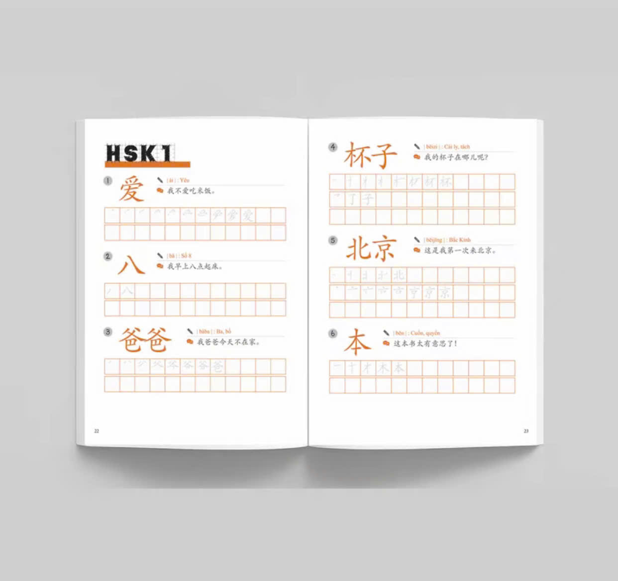 HSK1 Chinese vocabulary writing practice notebook (Free 1 pen with 10 ...