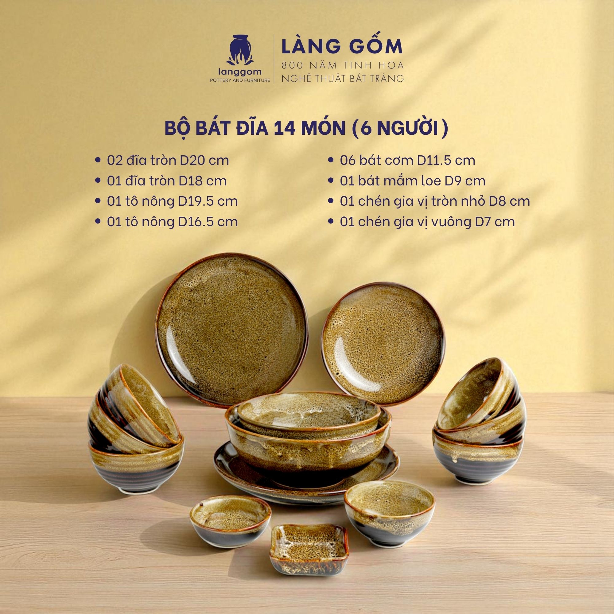 Family dining table set, 14 Piece gold brocade fire enamel dinnerware ...