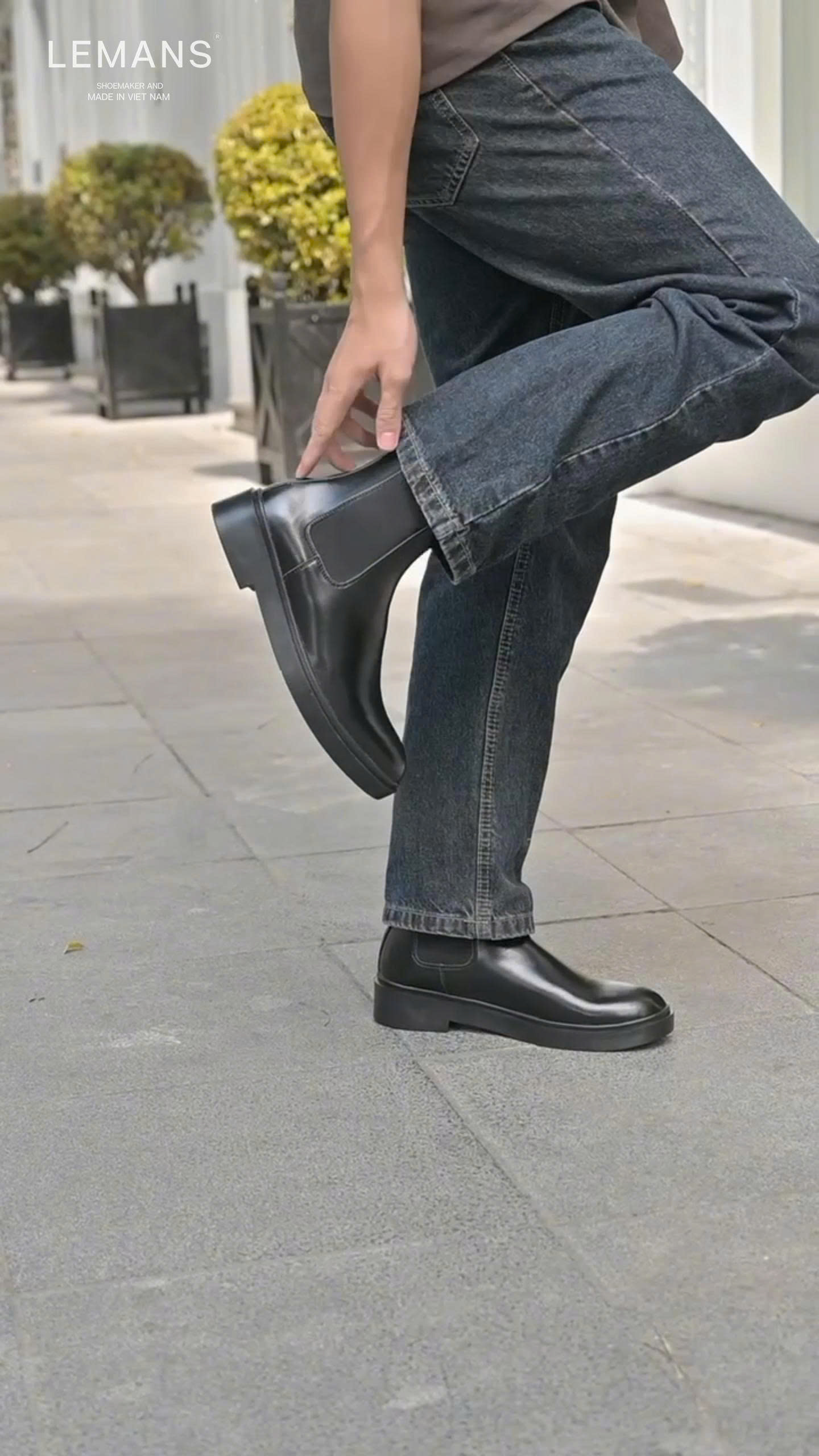 LEMANS men's Chelsea Boots, black CB66.2, 4cm rubber molded sole ...