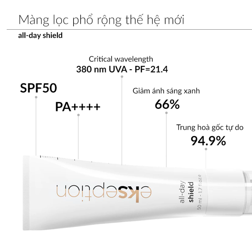 New generation broad-spectrum sunscreen Ekseption All Day Shield 50ml ...