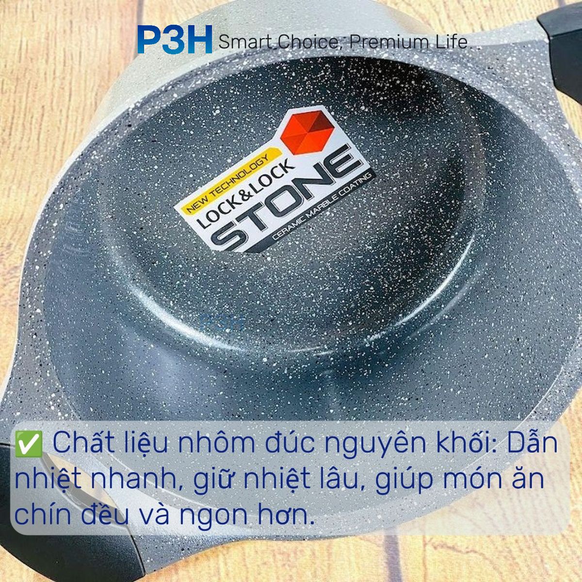 Lock&Lock Stone-patterned pots and pans, 7-layer Stone series, sizes ...