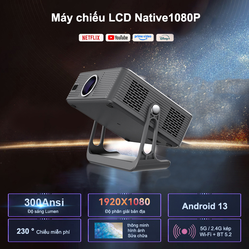 Dosen Pro Projector T7 Pro Full HD 1080P mini Android 13 WiFi 2,4/5G ...