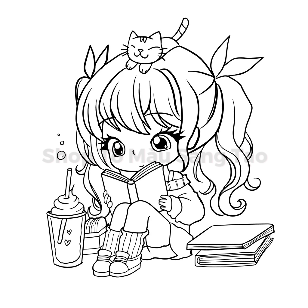 Set Of 20 Super Cute Chibi Girl Coloring Pictures For Creative Baby ...