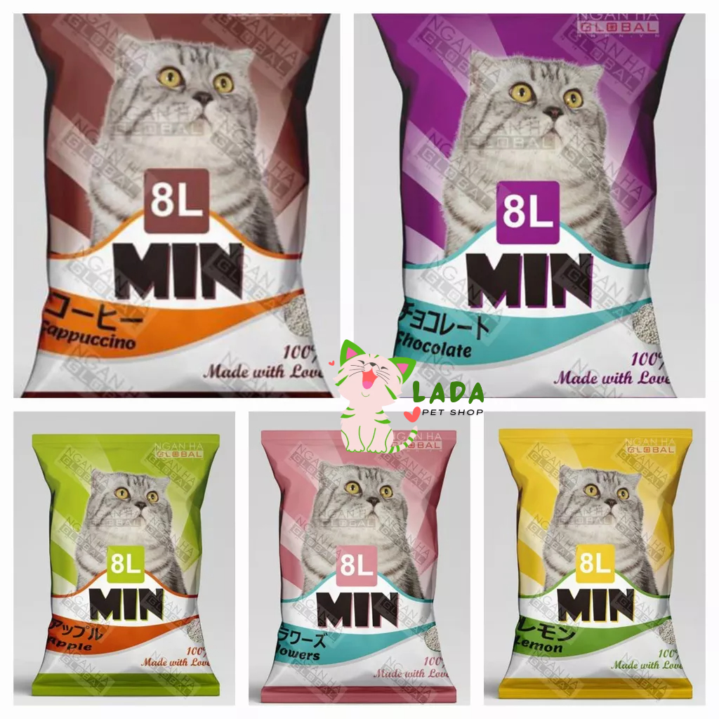 Min cat litter 8L bag, clay litter, Nhat Min cat litter new packaging ...