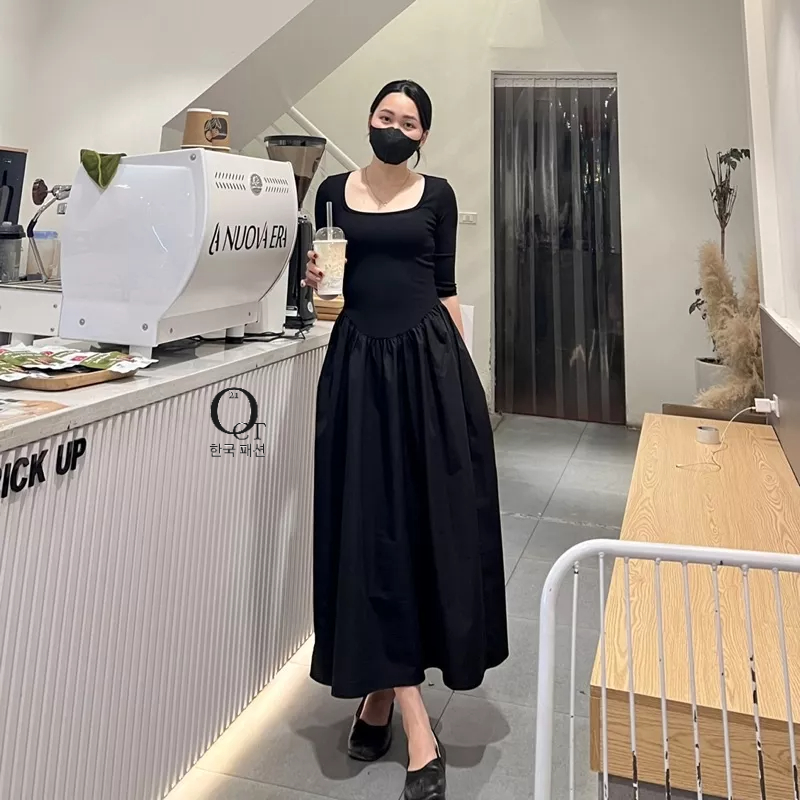 (10)Square Neck dress with short sleeves - Korean ulzang style (Photos ...