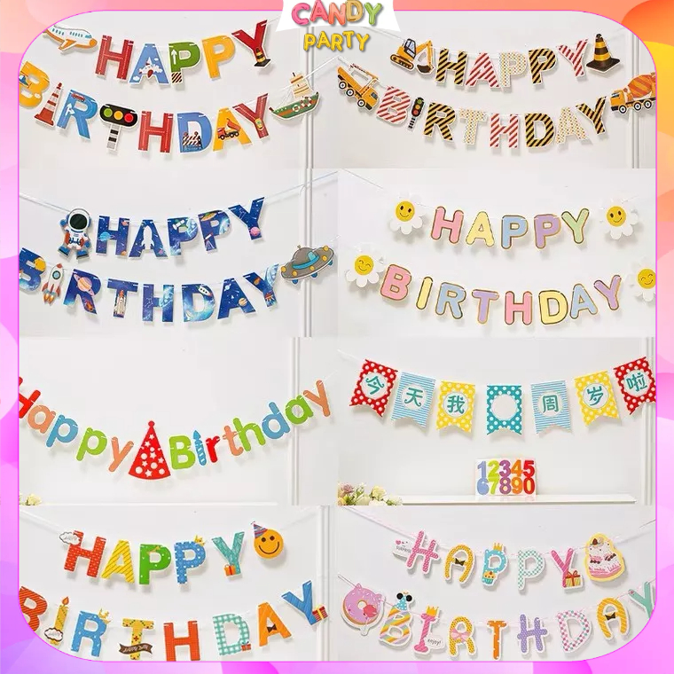 Happy birthday string made of paper, birthday decoration | Shopee Malaysia