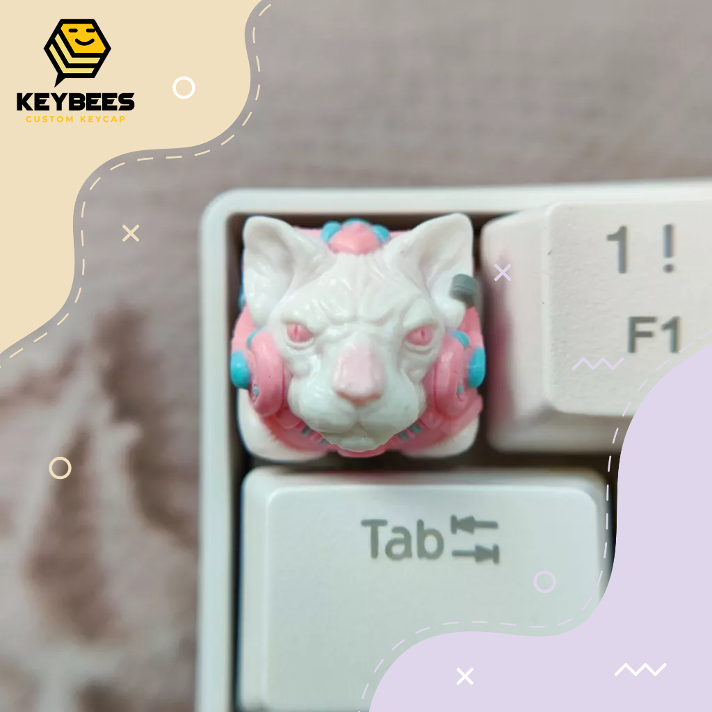 Artisan Keycap - White handmade Sphynix resin Mechanical Keyboard ...