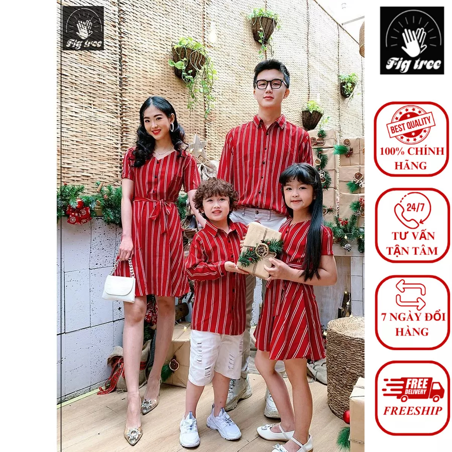 Fig Tree Red Striped Family Uniform Code 155B | Shopee Malaysia