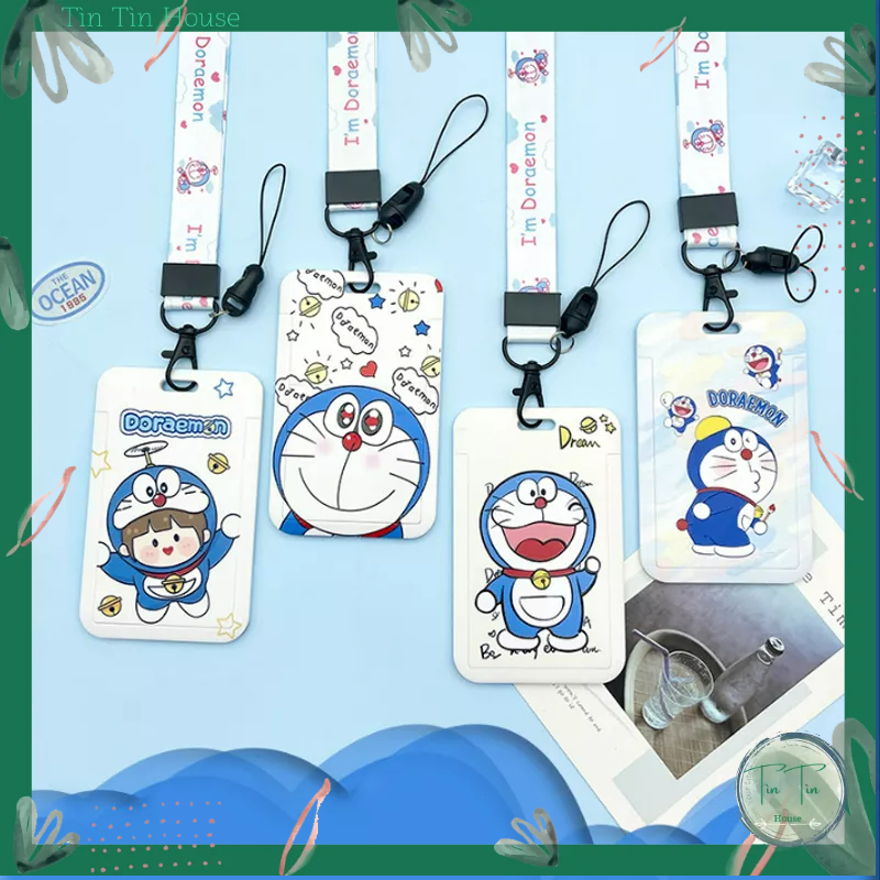 Vertical ID card strap for students and staff with cute Doraemon ...