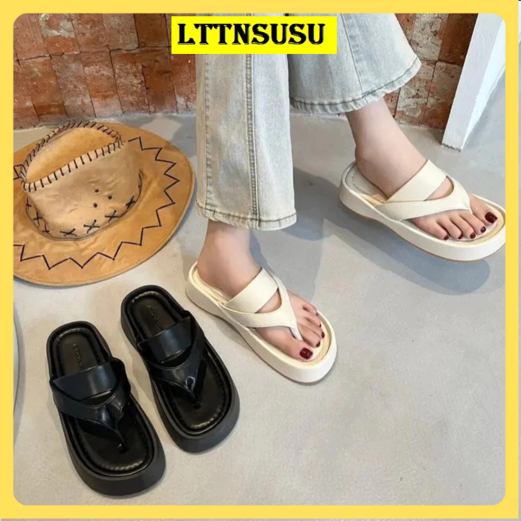3m high heel leather flip-flops (small form, go up 1 size) | Shopee ...