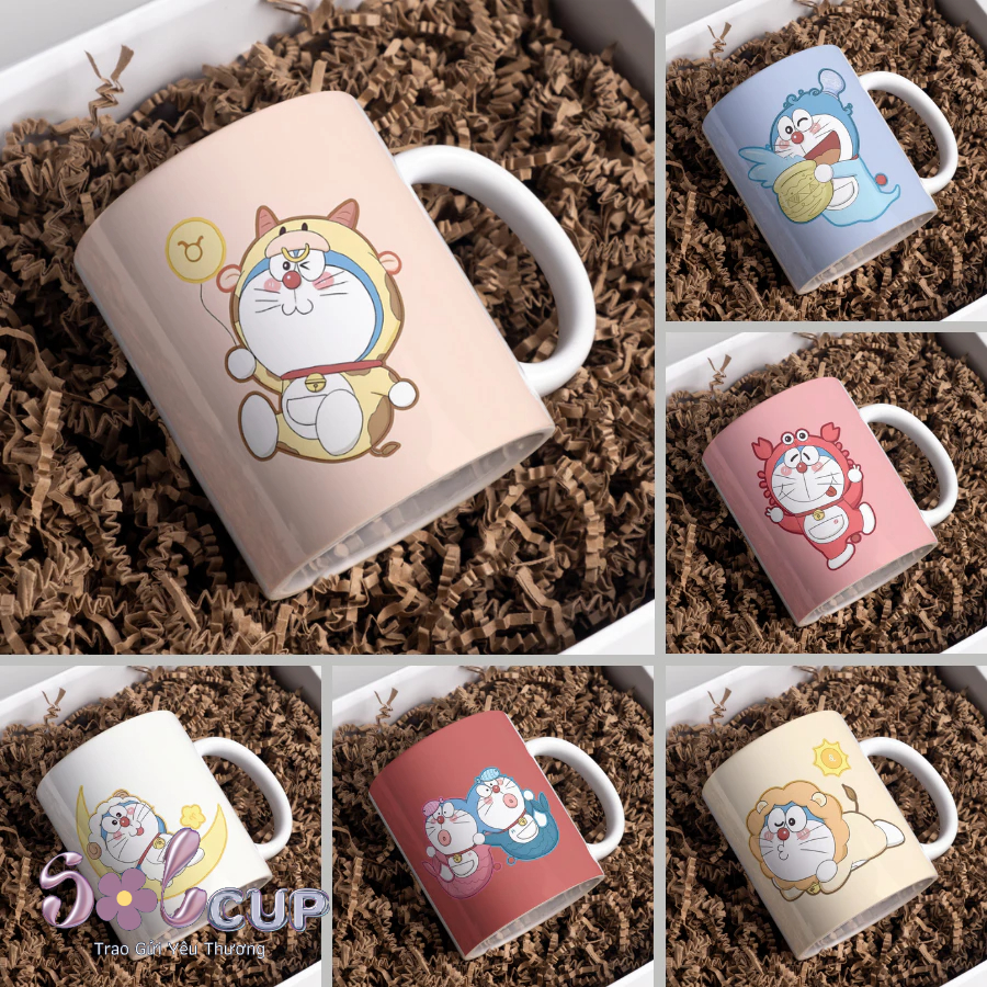 Doraemon Ceramic Cup, Drinking Cup Printed with Cute Doremon Zodiac ...