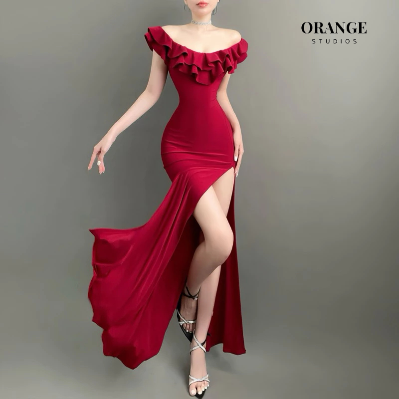 (ORANGE Studios) GENUINE Shaped - Roselyn Maxi - Long Ruffled Design ...
