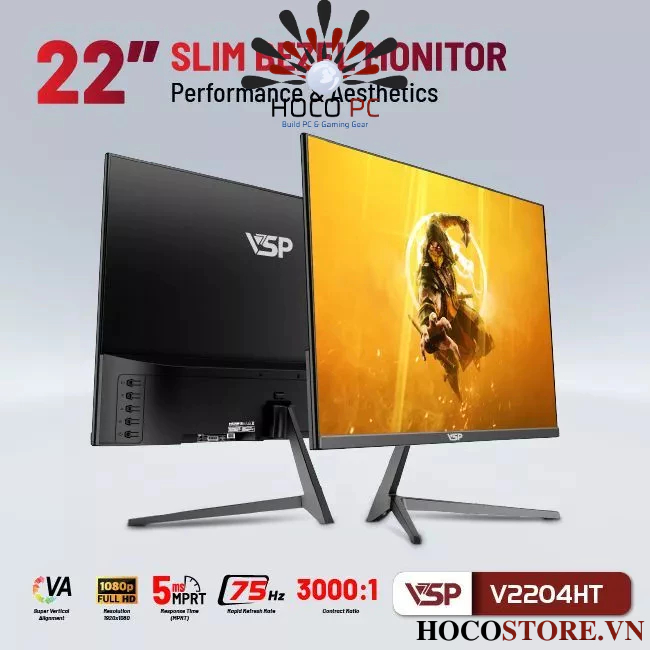 Screen 22" VSP V2204HT FullHD, 75Hz Black - HOCO PC | Shopee Malaysia