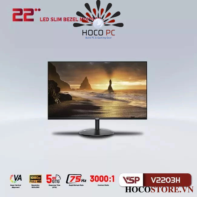 Screen 22" VSP V2203H FullHD, 75Hz Black - HOCO PC | Shopee Malaysia