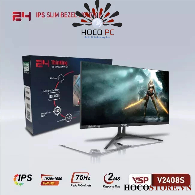 24"vsp V2408S Flat Screen, FullHD, 75Hz - HOCO PC | Shopee Malaysia