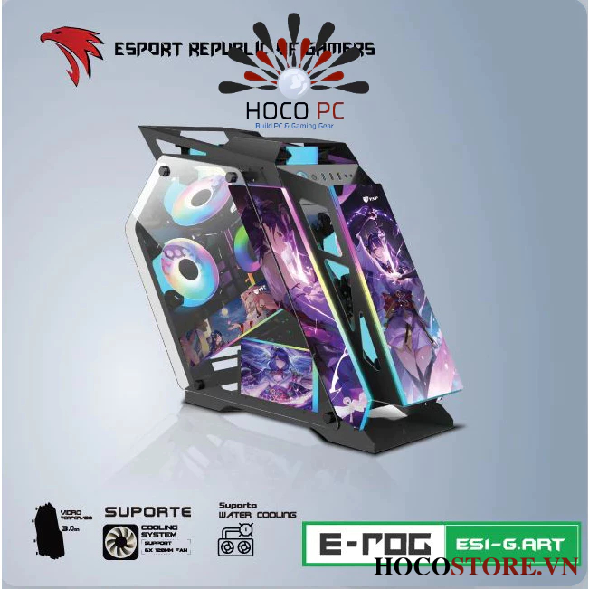 Erog ES1 G.At Black White LED Panel ARGB Case With Mouse Jedel LED ...