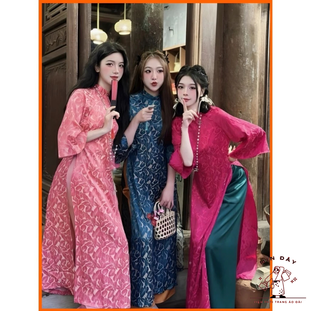 Ao Dai Brocade Ao Dai, Innovative Ao Dai With Leaf Brocade High Quality ...