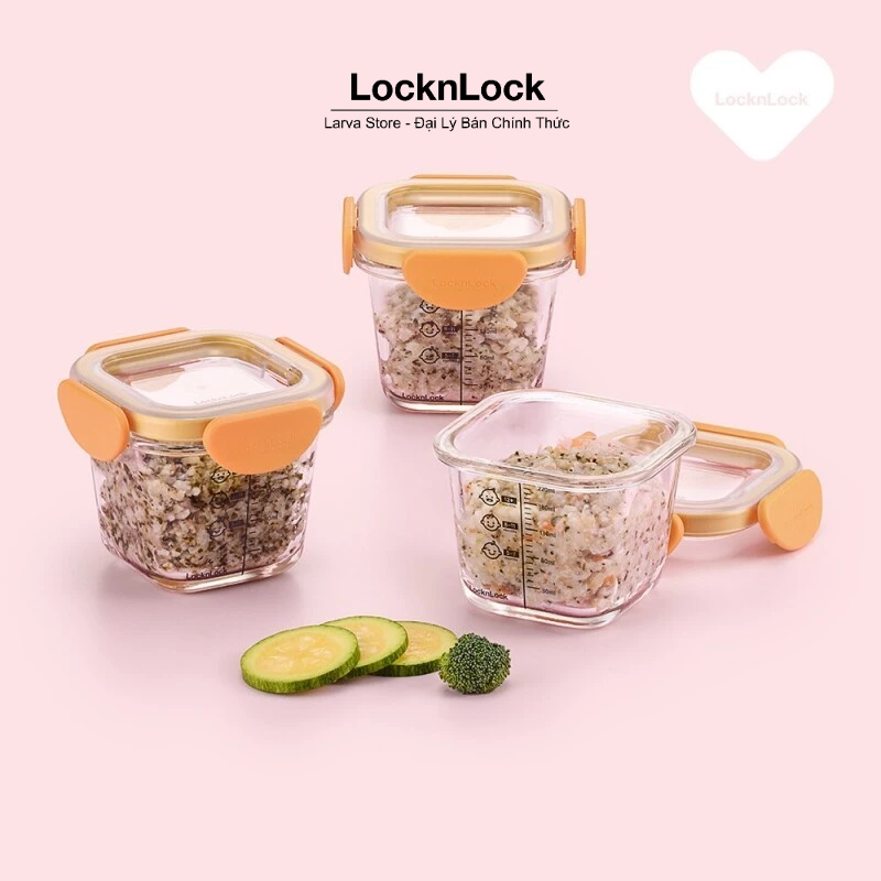 Set of 3 260ml LocknLock Glass Containers for Baby Food LLG510S03 260ml ...
