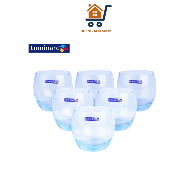 Combo of 6 LUMINARC Short Glass Cups 320ml Blue - Glass Drinking Cups ...