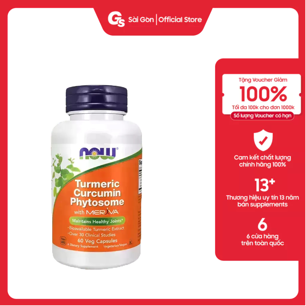 Now Turmeric Curcumin Phytosome With Meriva 500mg, 60 Veg Capsules ...
