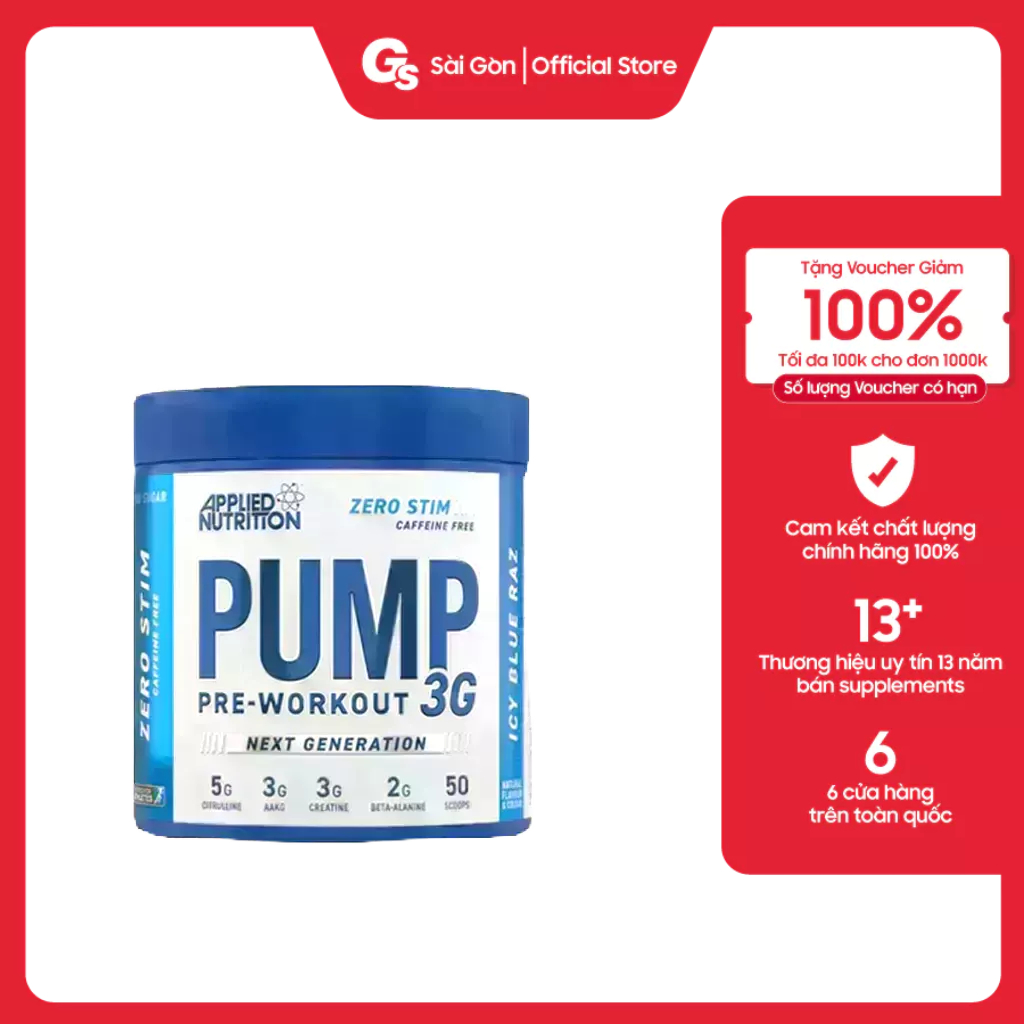 Applied PUMP 3G Pre-Workout caffeine Free Muscle Gaining Powder (50 ...