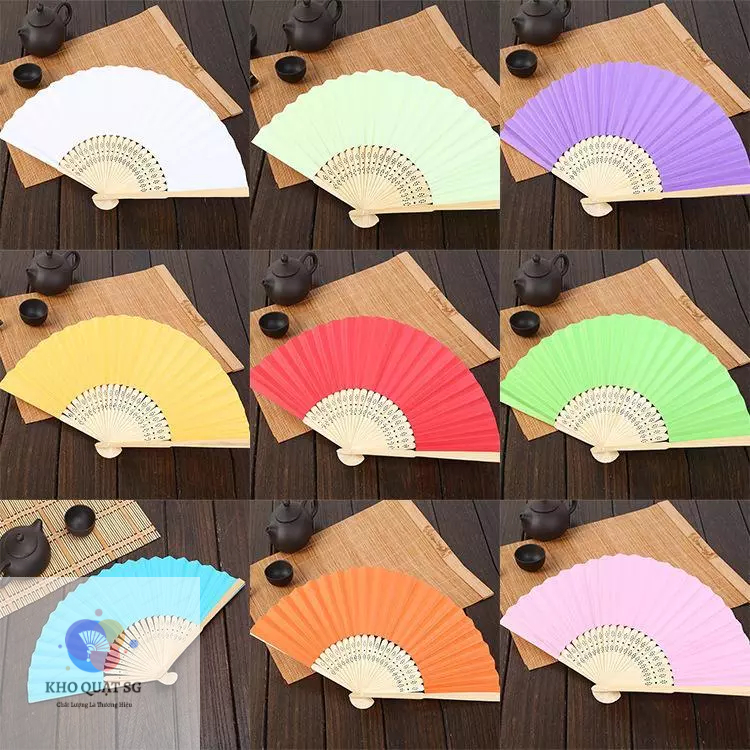 (Wholesale) Ancient Paper Fan with Multi-Colored Bamboo Slats for ...