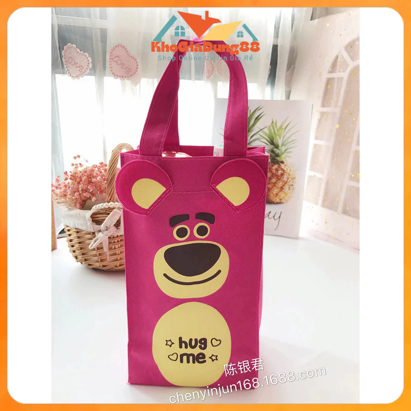 Cute Losto strawberry bear shaped thermos bag - lotso pink bear pattern ...