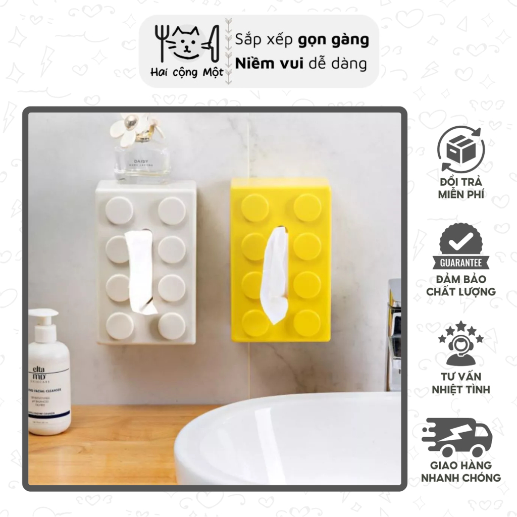 Colorful Lego-shaped Tissue Box for Tabletop or Wall-Mounted Suitable ...