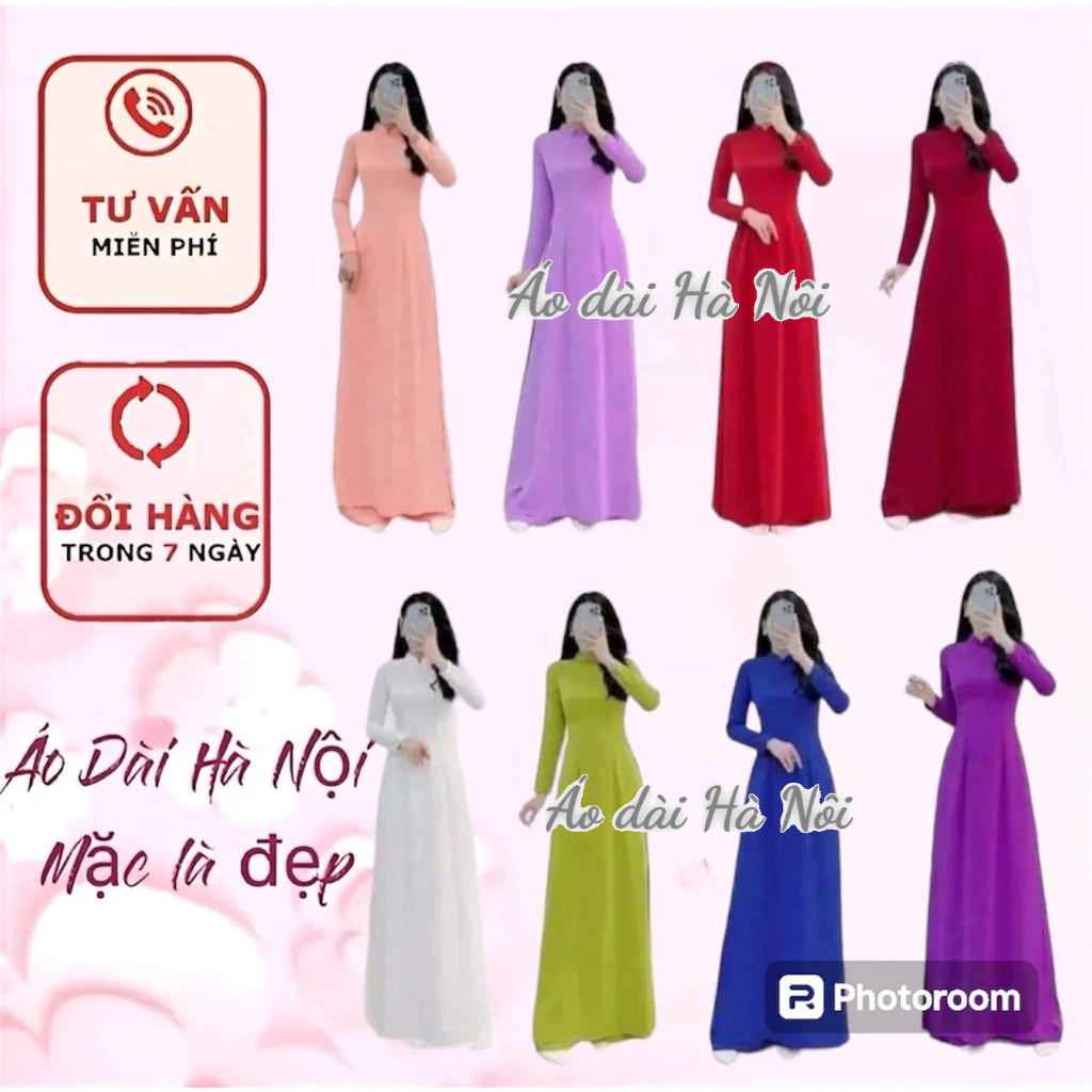 All colors of youthful, luxurious 2-panel American silk plain ao dai ...