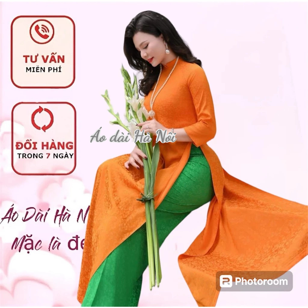 Orange willow brocade ao dai - Hanoi Ao Dai | Shopee Malaysia