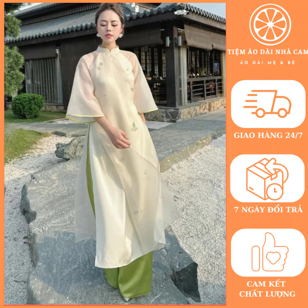 High-quality Innovative Lin Ao Dai - Silk Fabric - Premium Attached And ...