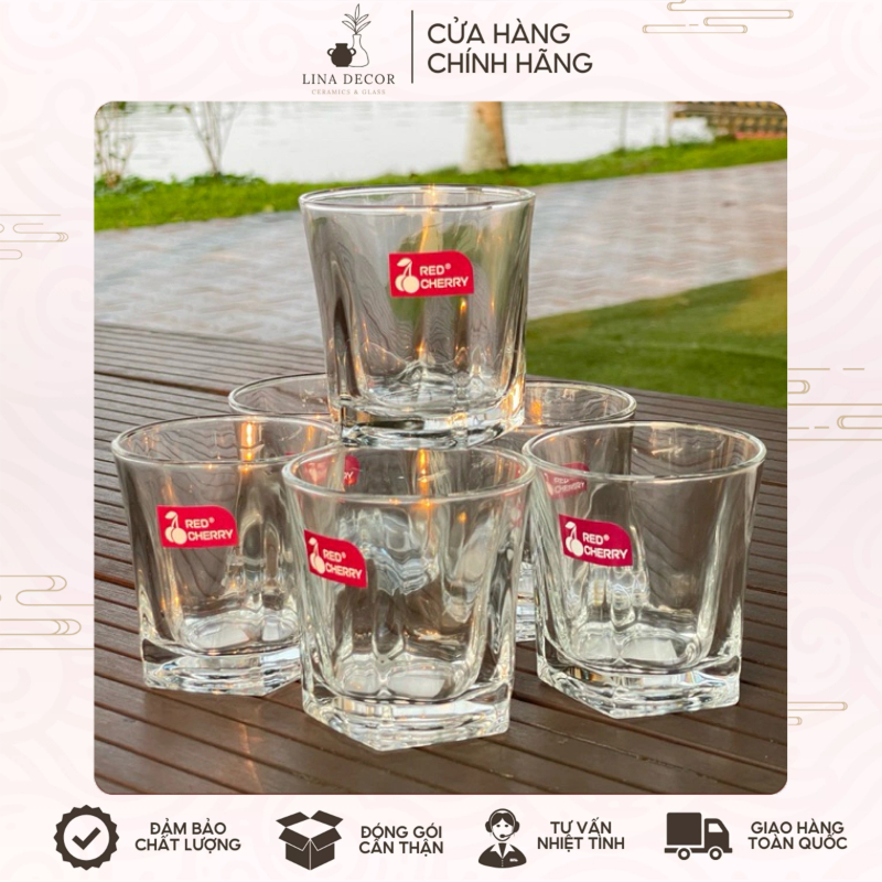 Set of 6 Glass Cups, 165ml Capacity, Red Cherry Brand, Good Heat Resistance | Shopee Malaysia