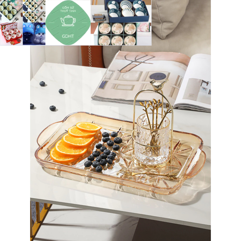Rectangular glass tray for cups and cups (random delivery) | Shopee ...