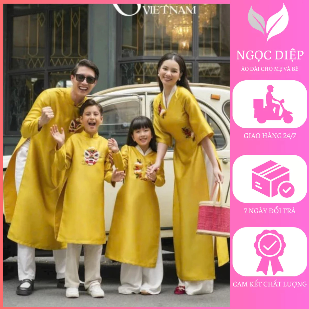 Mid-autumn-autumn Family Ao Dai Set, CNY 2024 - Tapta fabric, high ...