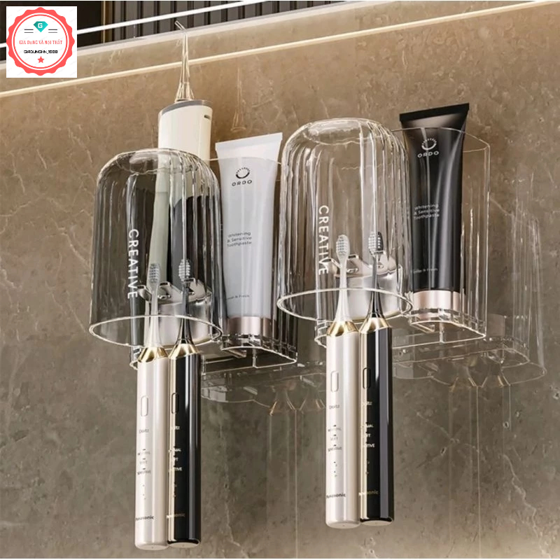 Transparent Plastic Wall Brush Shelf With Cup With Sticker | Shopee ...